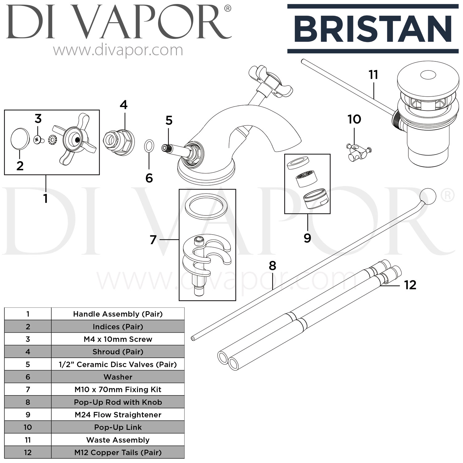 Bristan N BAS C CD 1901 Basin Mixer with Pop-Up Waste Spare Parts Bristan N BAS C CD 1901 Basin Mixer with Pop-Up Waste Spare Parts